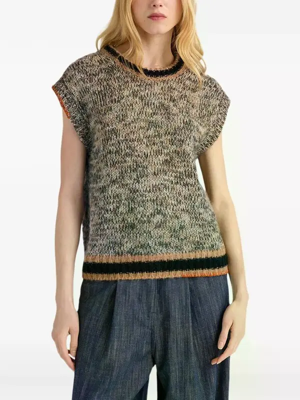 Momoni Cable-knit Embroidered Sleeveless Sweater
