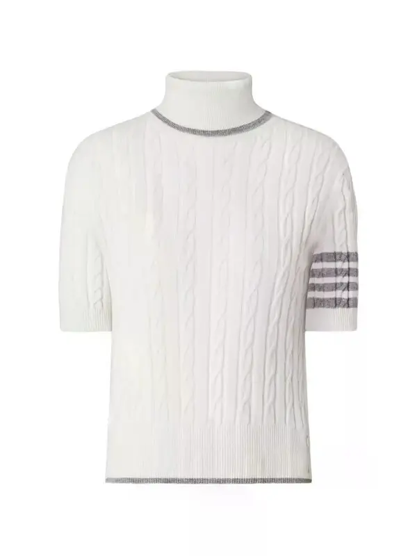 Thom Browne Cashmere 4-bar Baby Cable-stitch Turtleneck Sweater