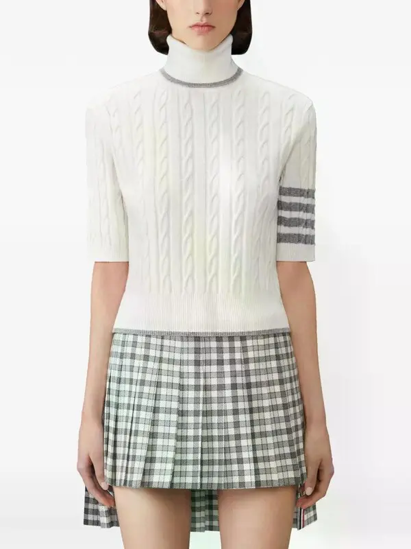 Thom Browne Cashmere 4-bar Baby Cable-stitch Turtleneck Sweater