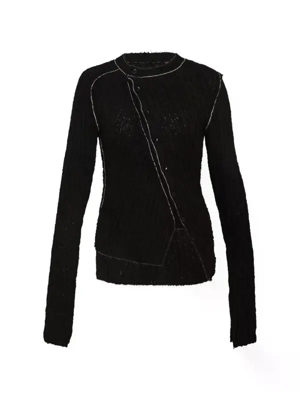 Y’s Asymmetric Ribbed-knit Cardigan