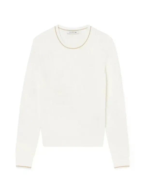 Lacoste Cable-knit Contrast-trim Sweater - White