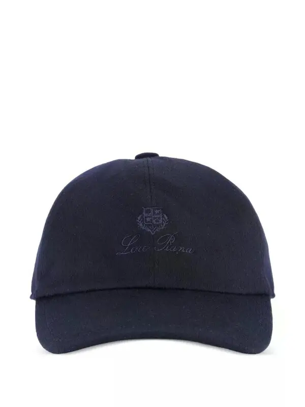 Loro Piana Cashmere Baseball Cap With Embroidered Logo - Blue