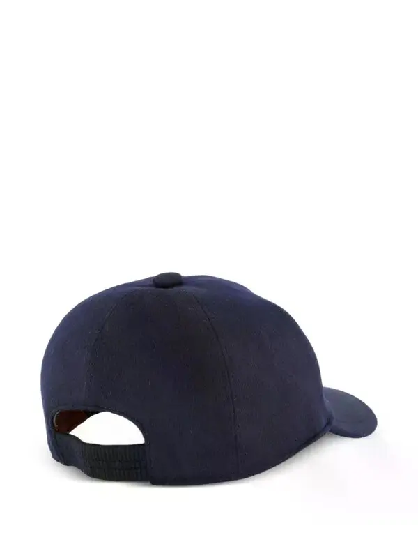 Loro Piana Cashmere Baseball Cap With Embroidered Logo - Blue