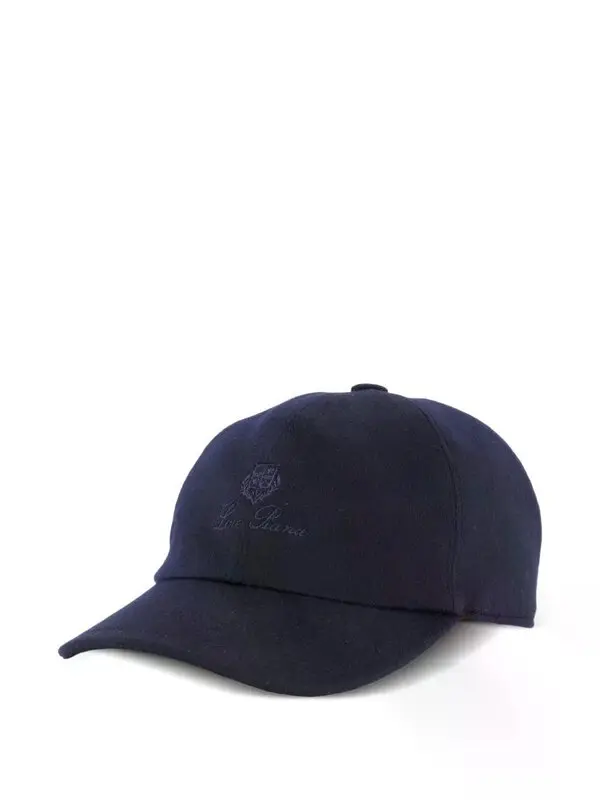Loro Piana Cashmere Baseball Cap With Embroidered Logo - Blue