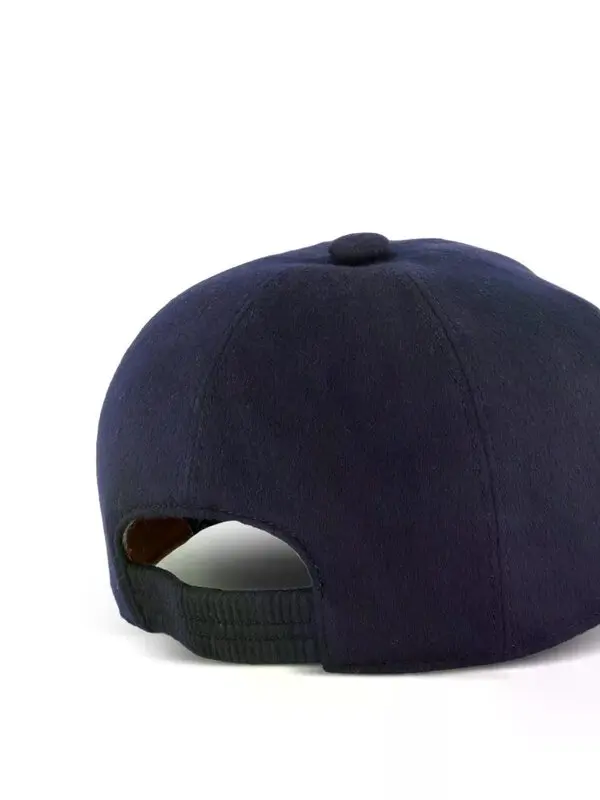 Loro Piana Cashmere Baseball Cap With Embroidered Logo - Blue