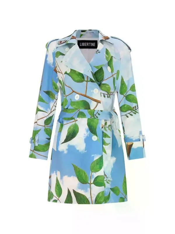 Libertine Magritte Floral-print Trench Coat - Blue