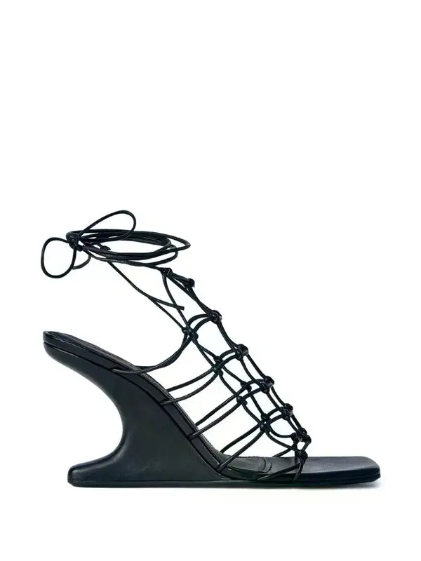 Rick Owens Web Cantilever Caged Sculpted Wedge Sandals