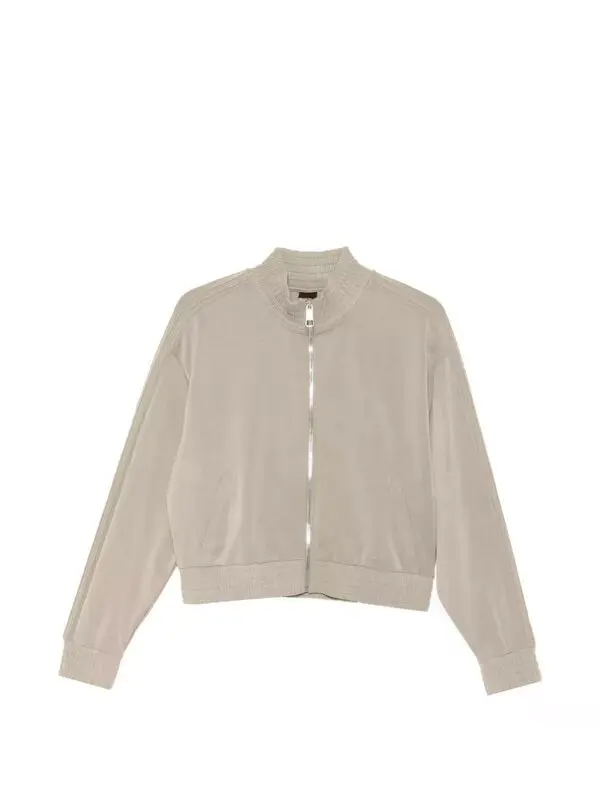 BOSS Zip-fastening Ribbed-trim Sweatshirt - Neutrals