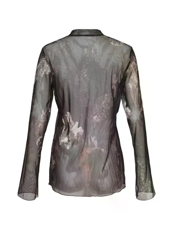 Yohji Yamamoto Graphic-print Mesh Top