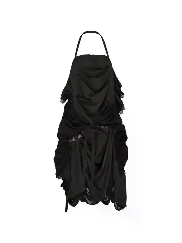 Comme Des Garçons Ruched Tiered Mini Dress - Black