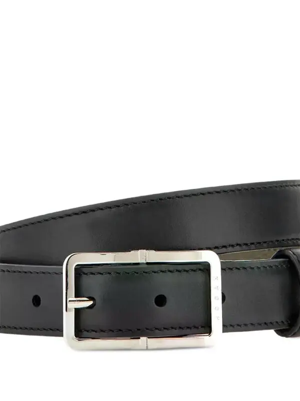 Hogan Leather Belt With H Motif Buckle - Black