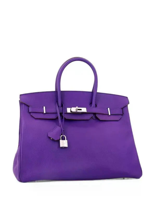 Hermès Birkin Handbag Epsom With Palladium Hardware 35 Satchel - Purple