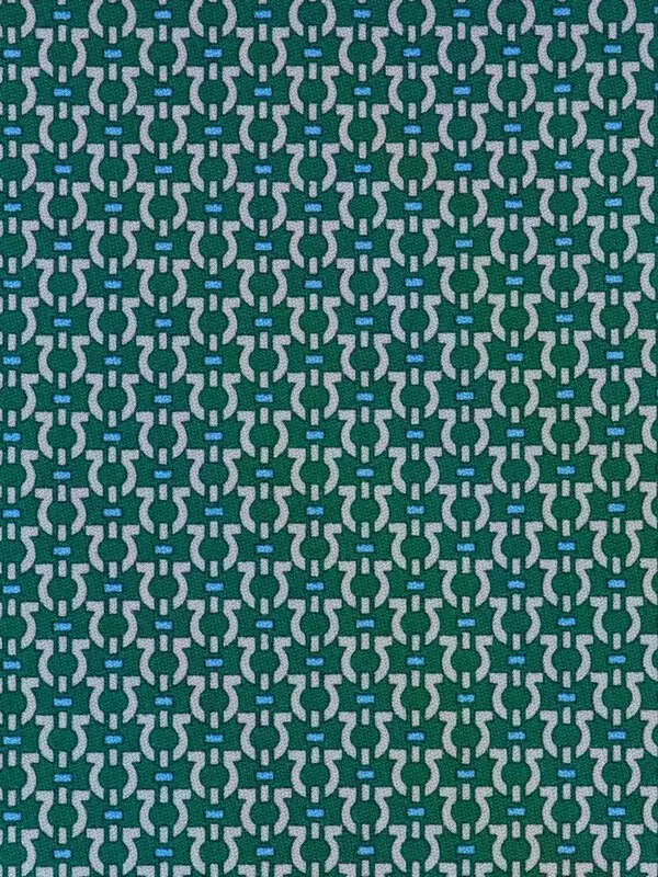 FERRAGAMO Gancini Print Silk Tie - Green