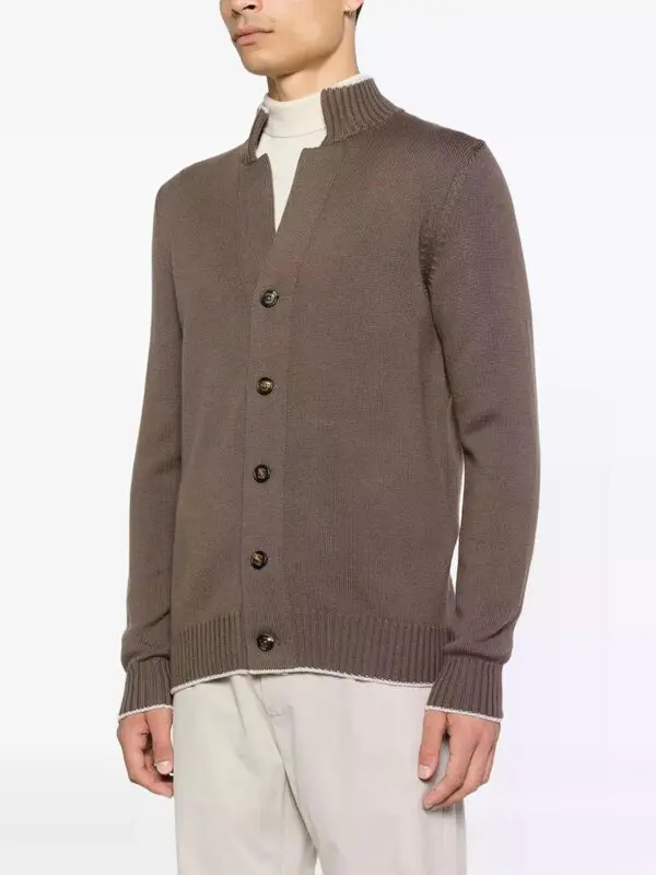 Eleventy Ribbed-trim Button-up Cardigan