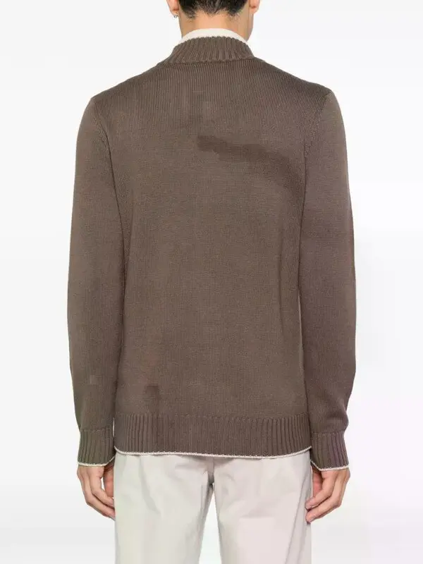 Eleventy Ribbed-trim Button-up Cardigan