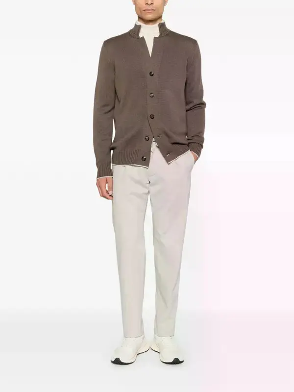 Eleventy Ribbed-trim Button-up Cardigan