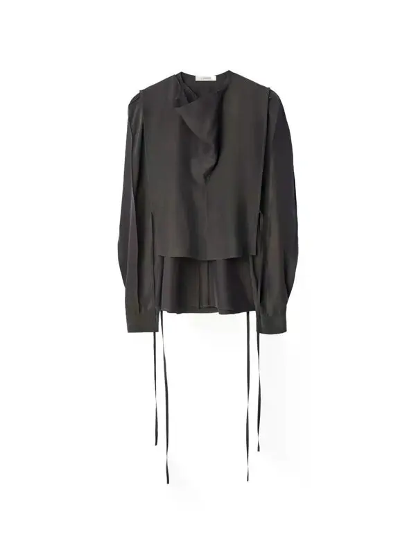 LEMAIRE Layered Blouse In Silk And Viscose Cloth - Brown