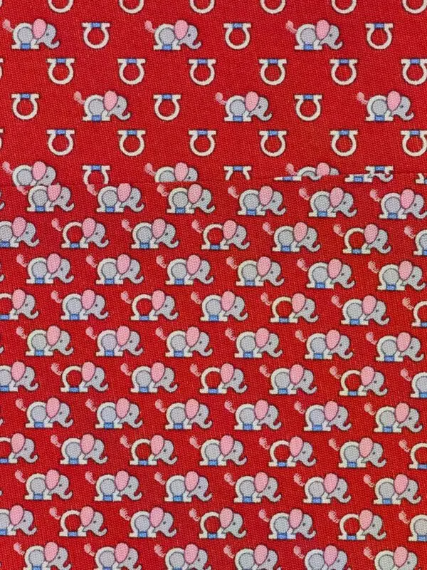 FERRAGAMO Elephant Print Silk Tie - Red