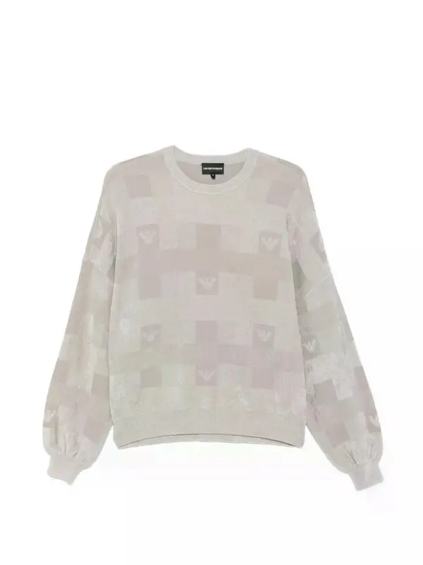 Emporio Armani Logo-patterned Jacquard Sweater - Neutrals