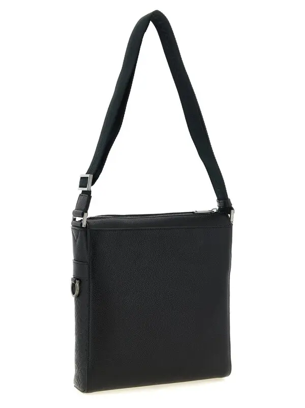 FERRAGAMO Monogram Hammered Calf Leather Messenger Crossbody Bag