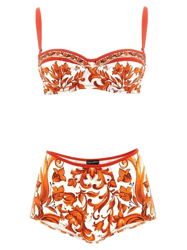 Dolce & Gabbana Maiolica" Print Bikini - Orange