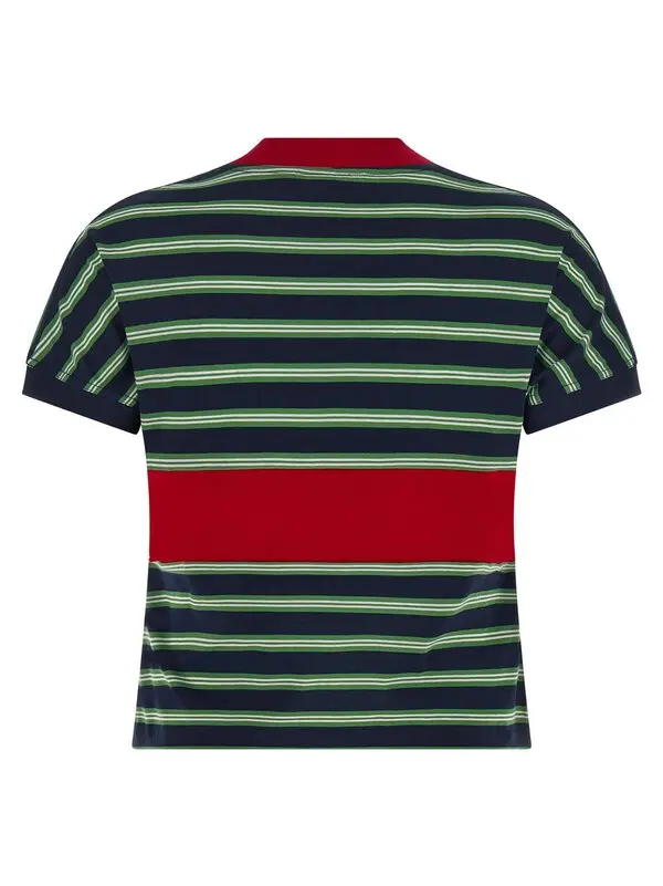 Versace Striped Cotton T-shirt With Intarsia Logo Embroidery - Multicolor