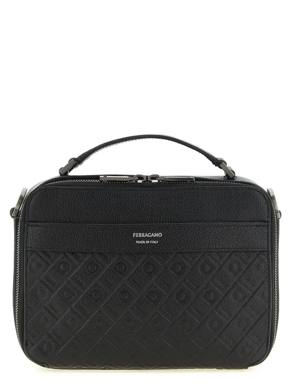 FERRAGAMO Monogram Crossbody Bag - Black