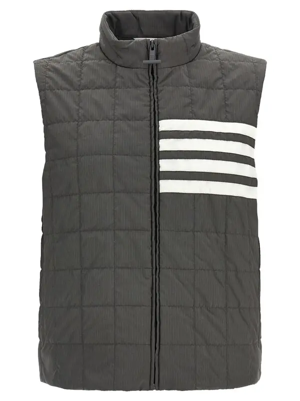 Thom Browne 4bar' Ripstop Shiny Vest - Gray