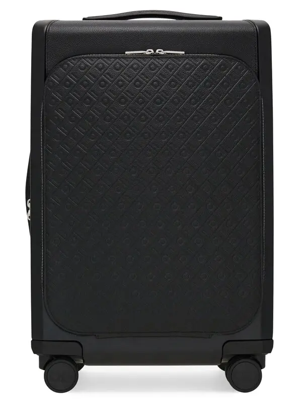 FERRAGAMO Monogram Embossed Calf Leather Cabin Trolley - Black