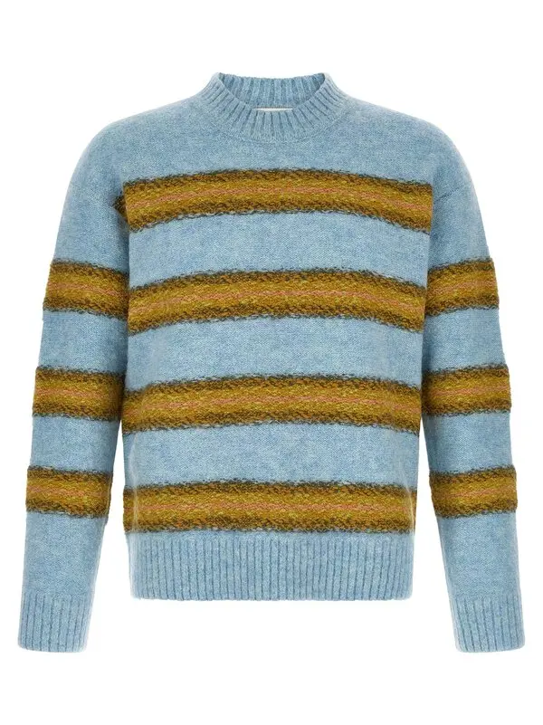 Dries Van Noten Master" Striped Alpaca Wool Blend Crewneck Sweater - Blue
