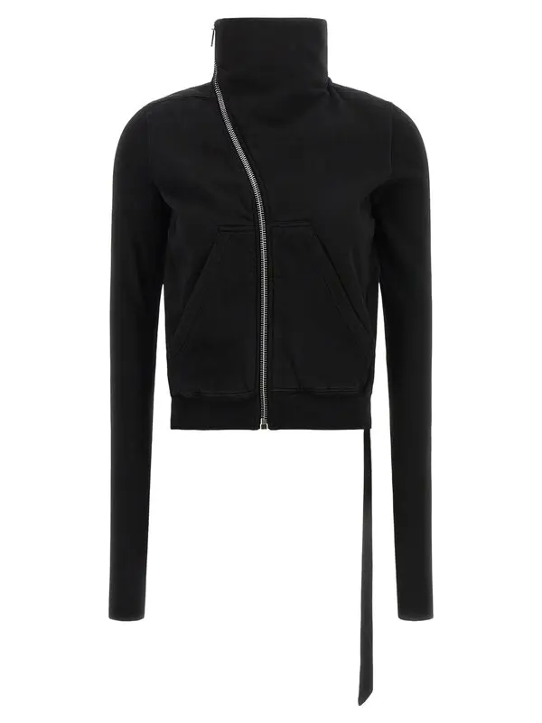 Rick Owens Mountain" Sweatshirt With Asymmetrical Zip And High Neck - Black