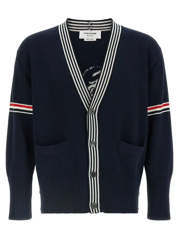 Thom Browne Navy Cotton Lobster Inlay Cardigan - Blue