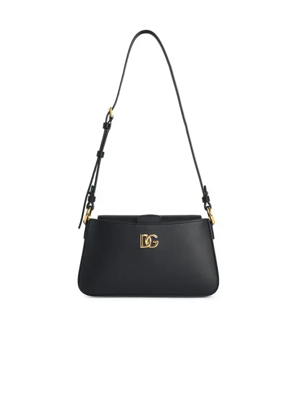 Dolce & Gabbana Calfskin Leather Phone Bag With Dg Logo - Black