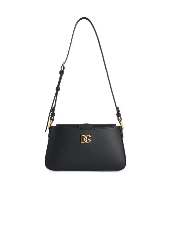 Dolce & Gabbana Calfskin Leather Phone Bag With Dg Logo - Black