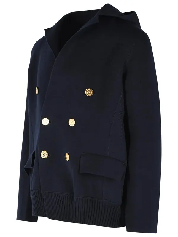 Sacai Double-breasted Blazer In Navy Cotton Blend