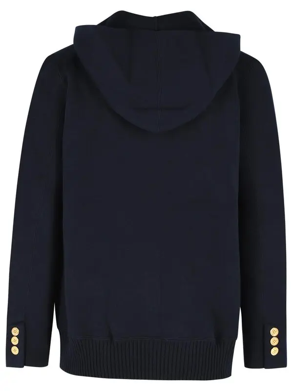 Sacai Double-breasted Blazer In Navy Cotton Blend