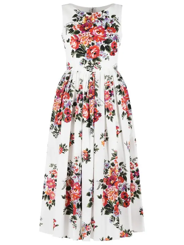 Dolce & Gabbana Fiori' Cotton Dress - White