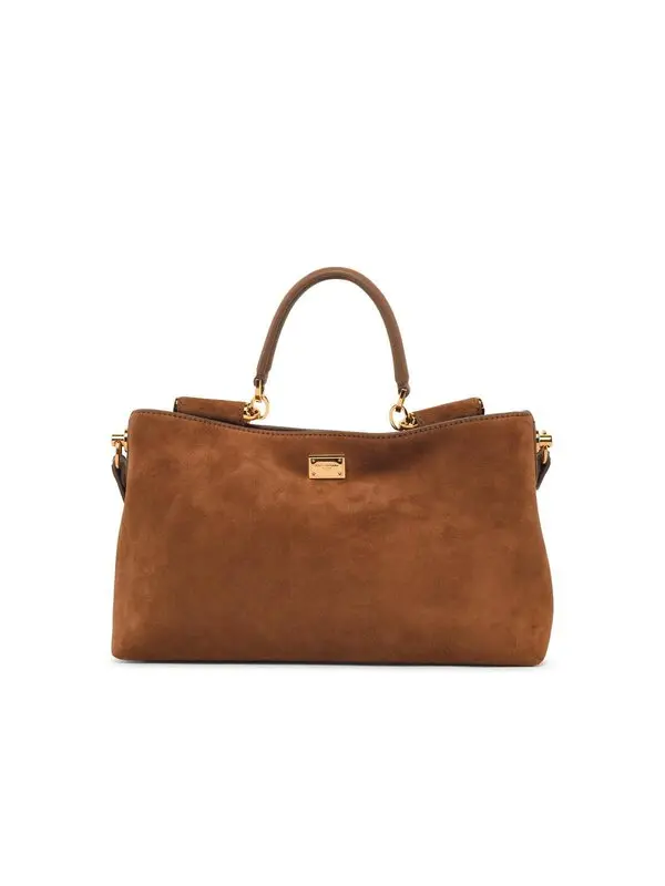 Dolce & Gabbana Medium Vittoria Suede Handbag - Brown