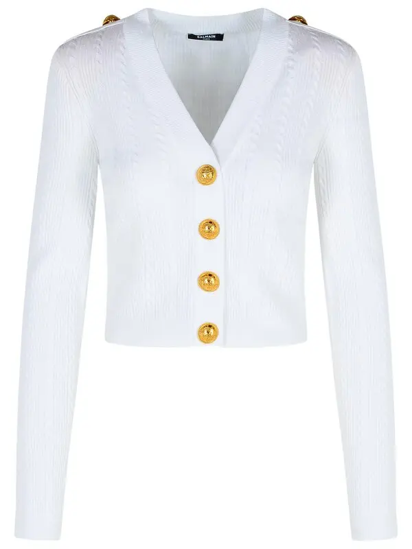Balmain Viscose Blend Cardigan - White