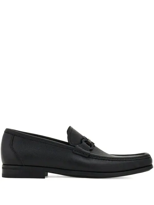 FERRAGAMO Grandioso2 Leather Loafers With Gancini Buckle - Black