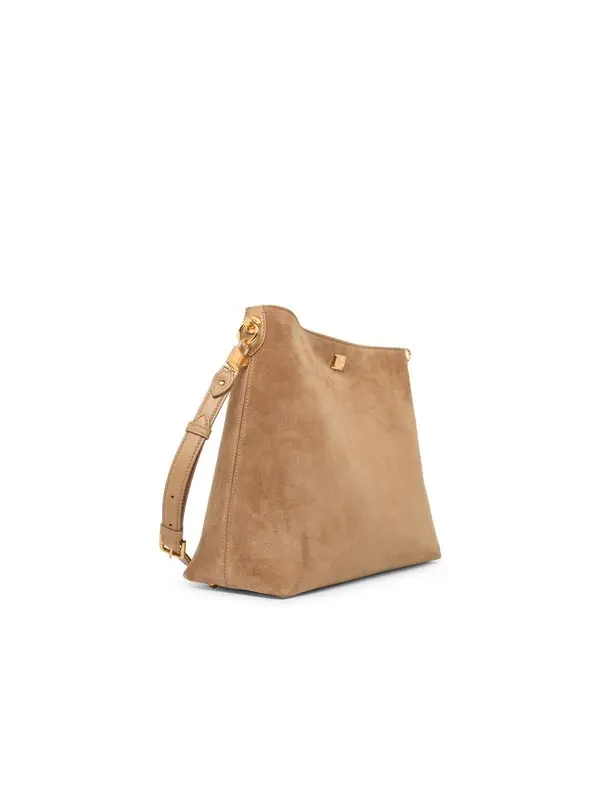Dolce & Gabbana Large Vittoria Shoulder Bag In Suede - Cream