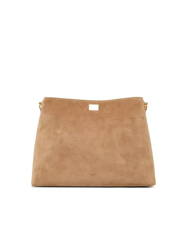 Dolce & Gabbana Large Vittoria Shoulder Bag In Suede - Cream
