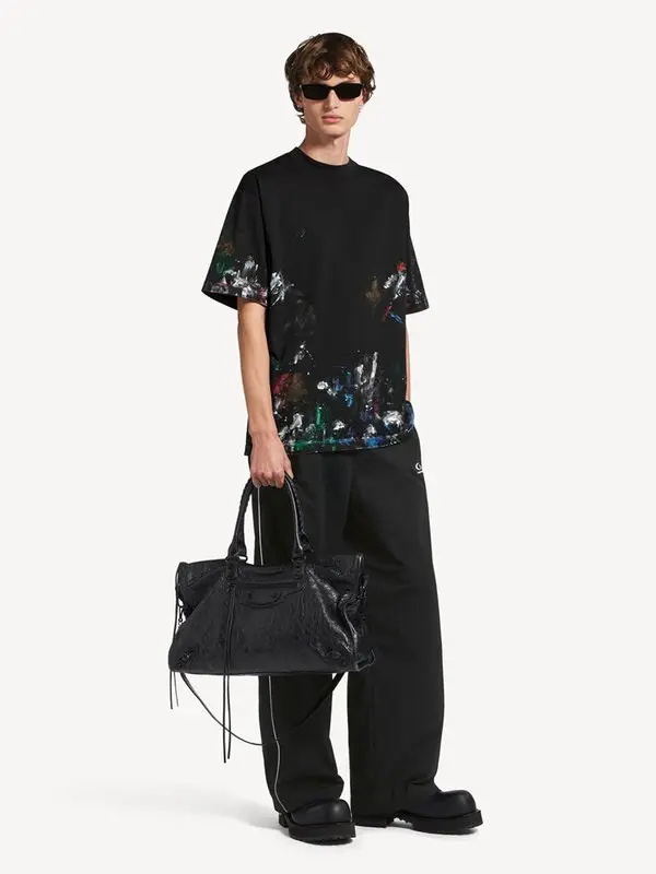 Balenciaga Le City Bag Large In Arena Lambskin - Black