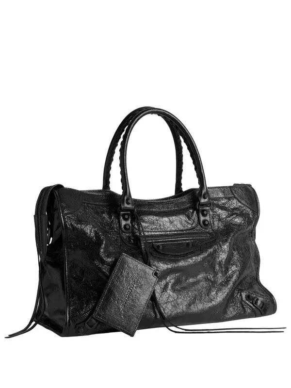 Balenciaga Le City Bag Large In Arena Lambskin - Black