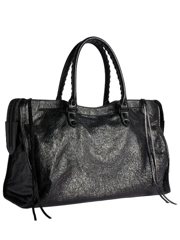 Balenciaga Le City Bag Large In Arena Lambskin - Black