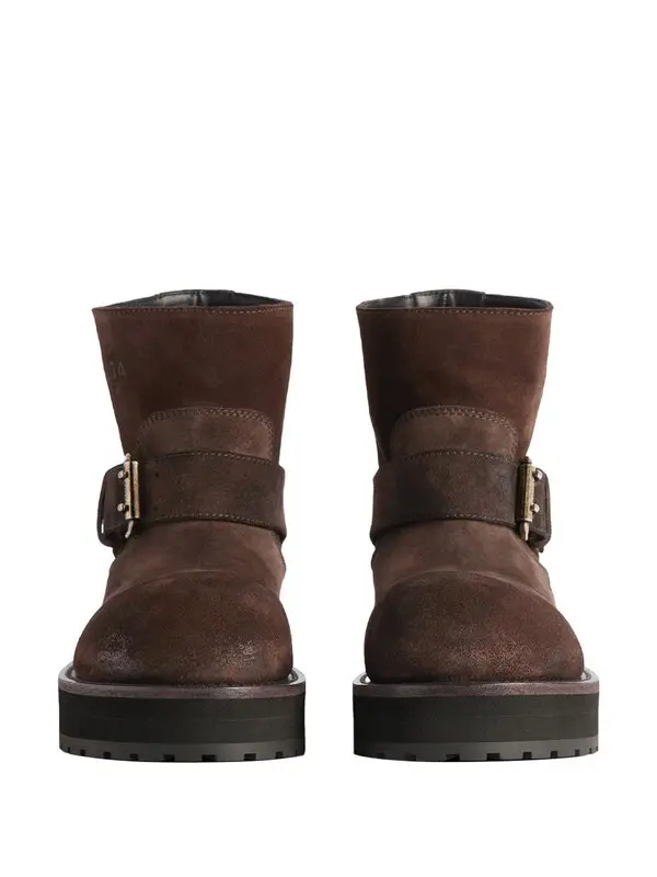 Balenciaga Waxed Suede Mini Booties - Brown