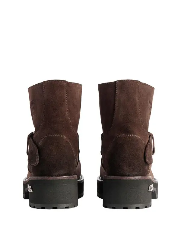 Balenciaga Waxed Suede Mini Booties - Brown