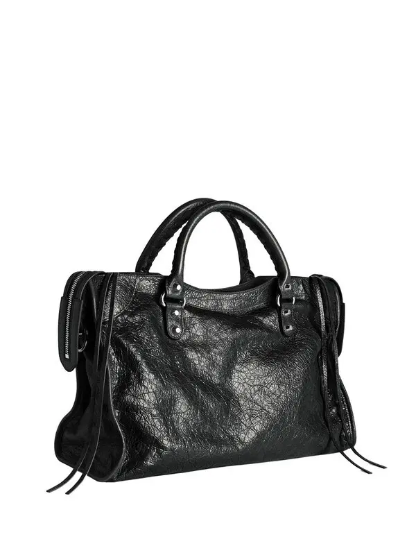 Balenciaga Le City Bag Medium In Arena Lambskin - Black