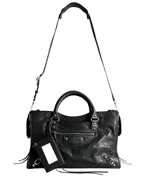 Balenciaga Le City Bag Medium In Arena Lambskin - Black