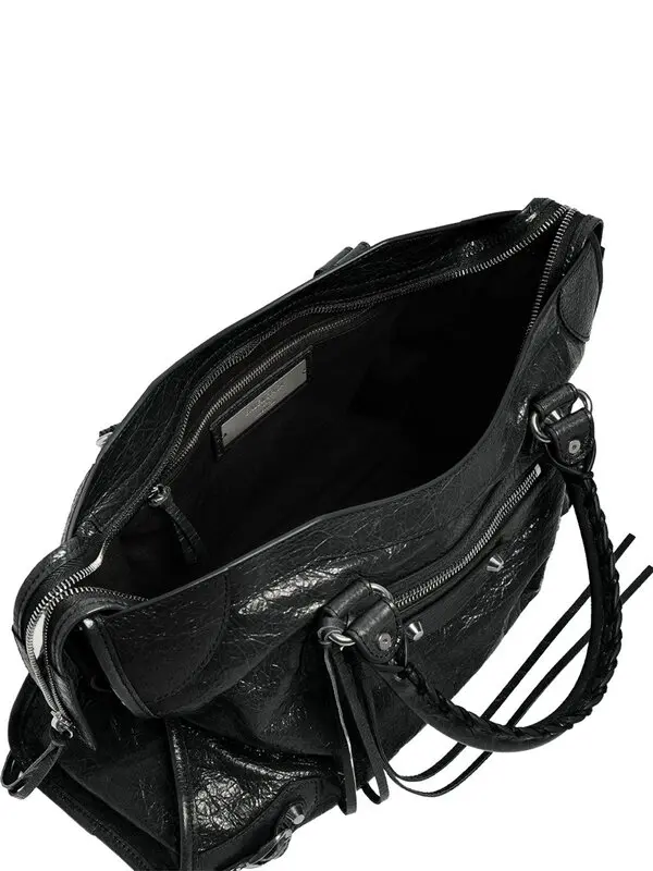 Balenciaga Le City Bag Medium In Arena Lambskin - Black